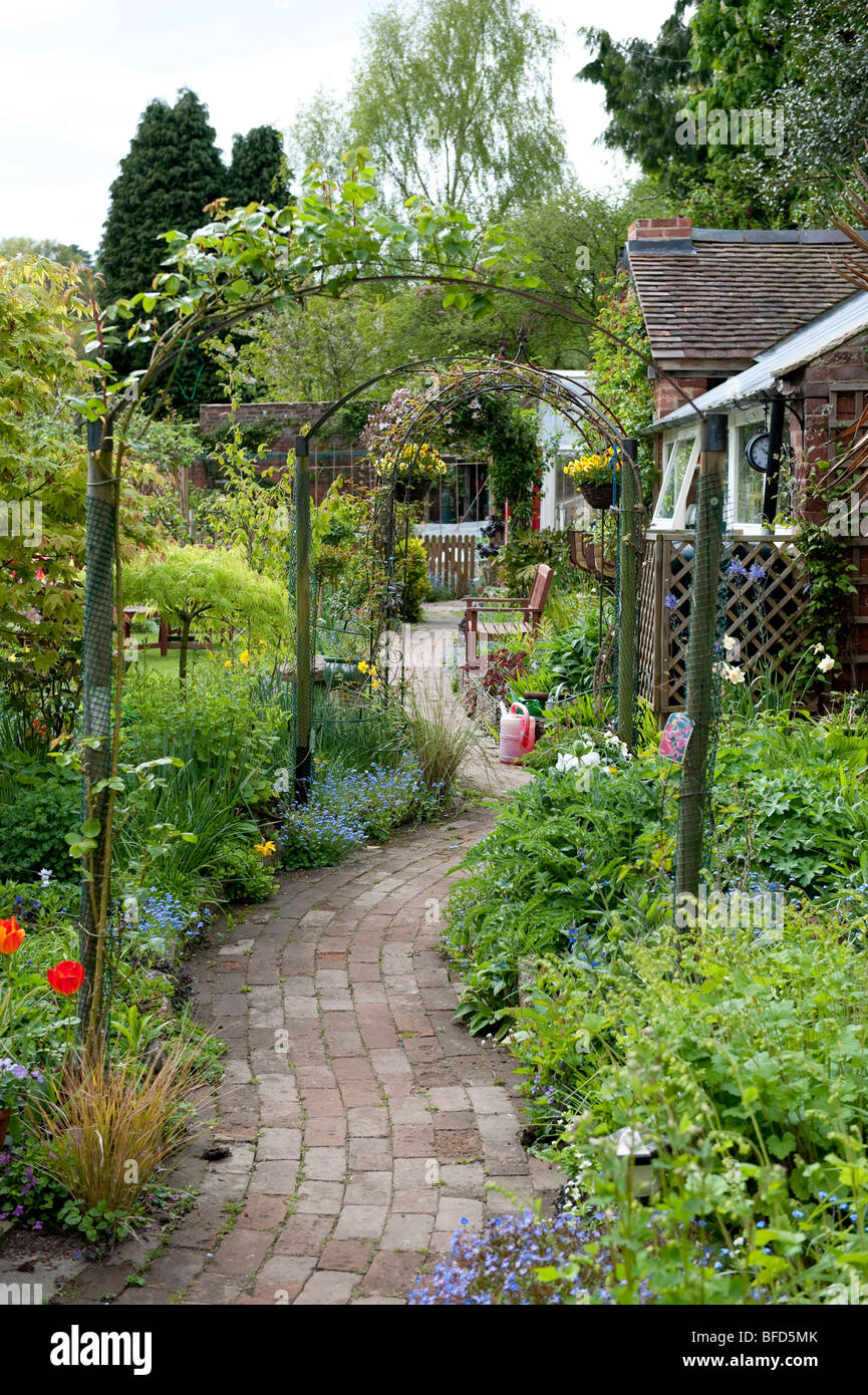 A beautiful English garden in the Shropshire Town of Ludlow Stock Photo ...