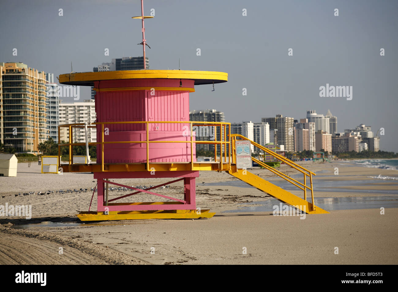 Lifeguard tower on Miami Beach, Florida Stock Photo - Alamy