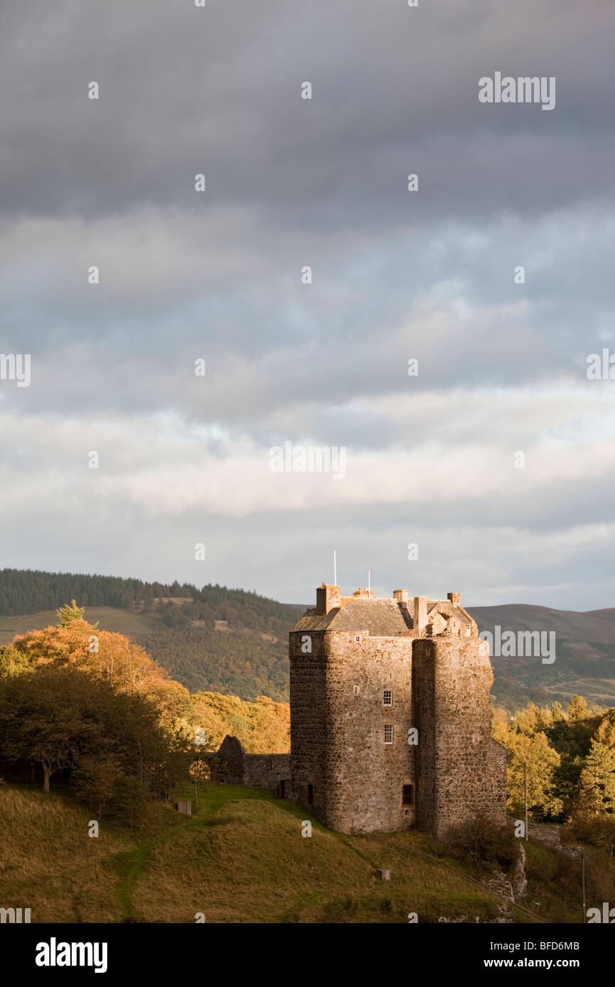 15th century Neidpath Castle on the river Tweed, Borders, Scotland ...