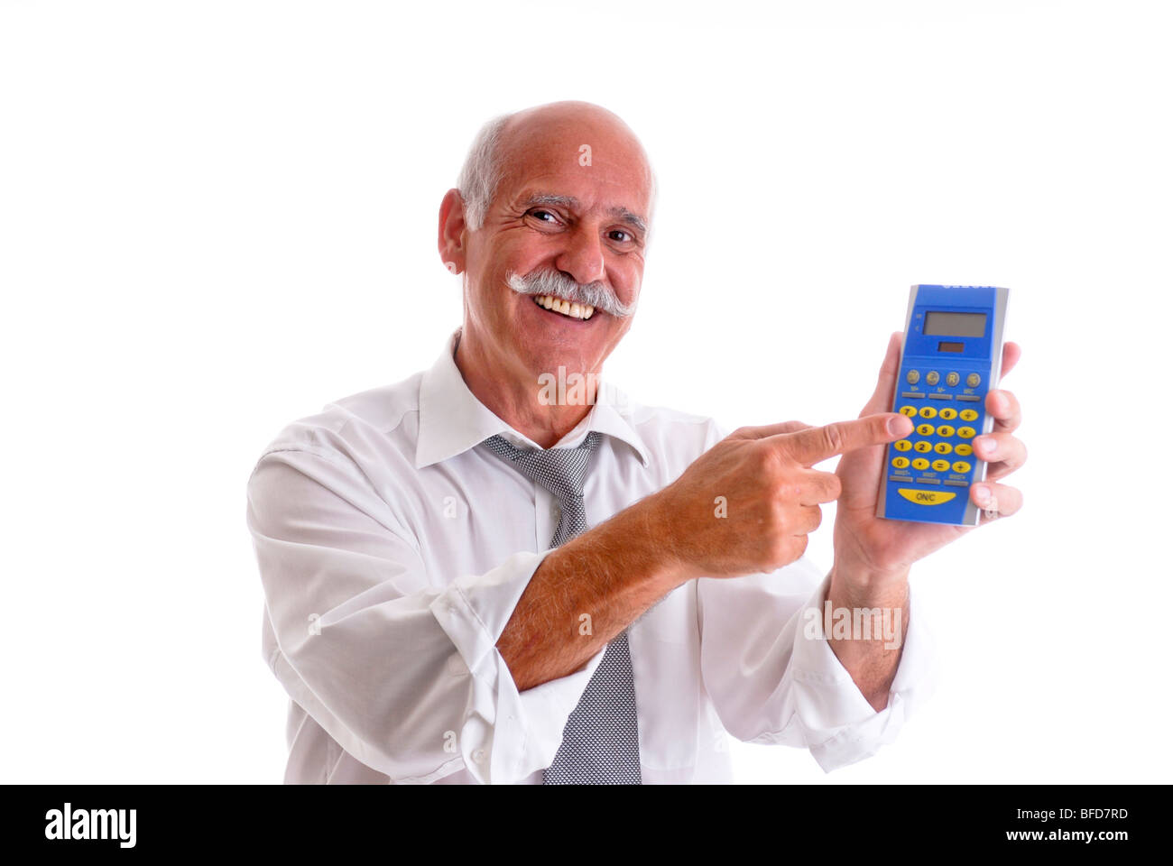 Businessman holding calculator in his hand Stock Photo - Alamy