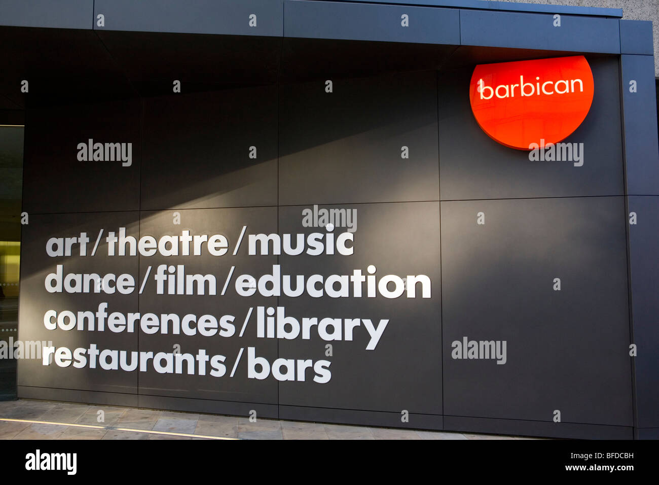 Entrance to Barbican, Silk Street, London Stock Photo - Alamy