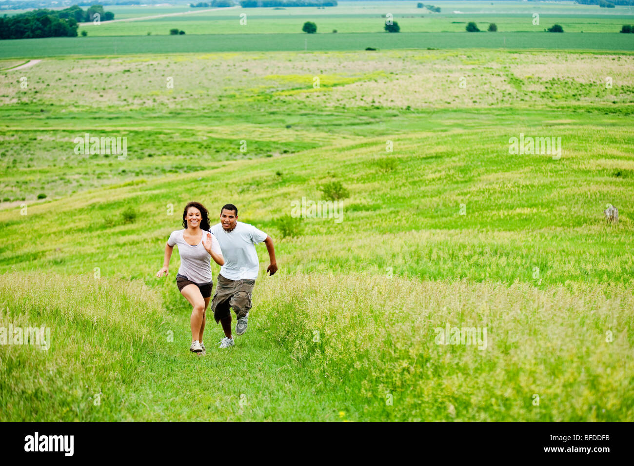 Trail through green grass field hi-res stock photography and images - Alamy