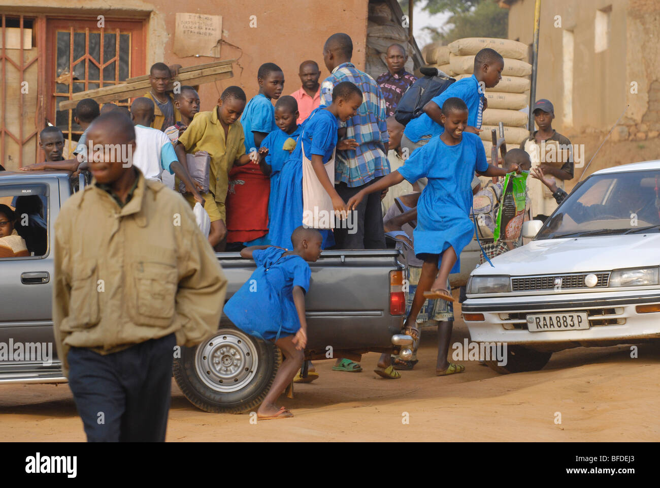 School children in blue uniforms hi-res stock photography and images ...