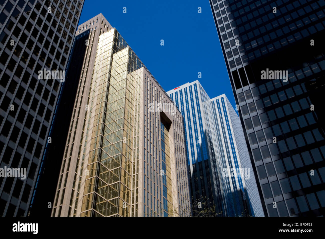 Low angle view of downtown office towers, Toronto, Ontario, Canada ...