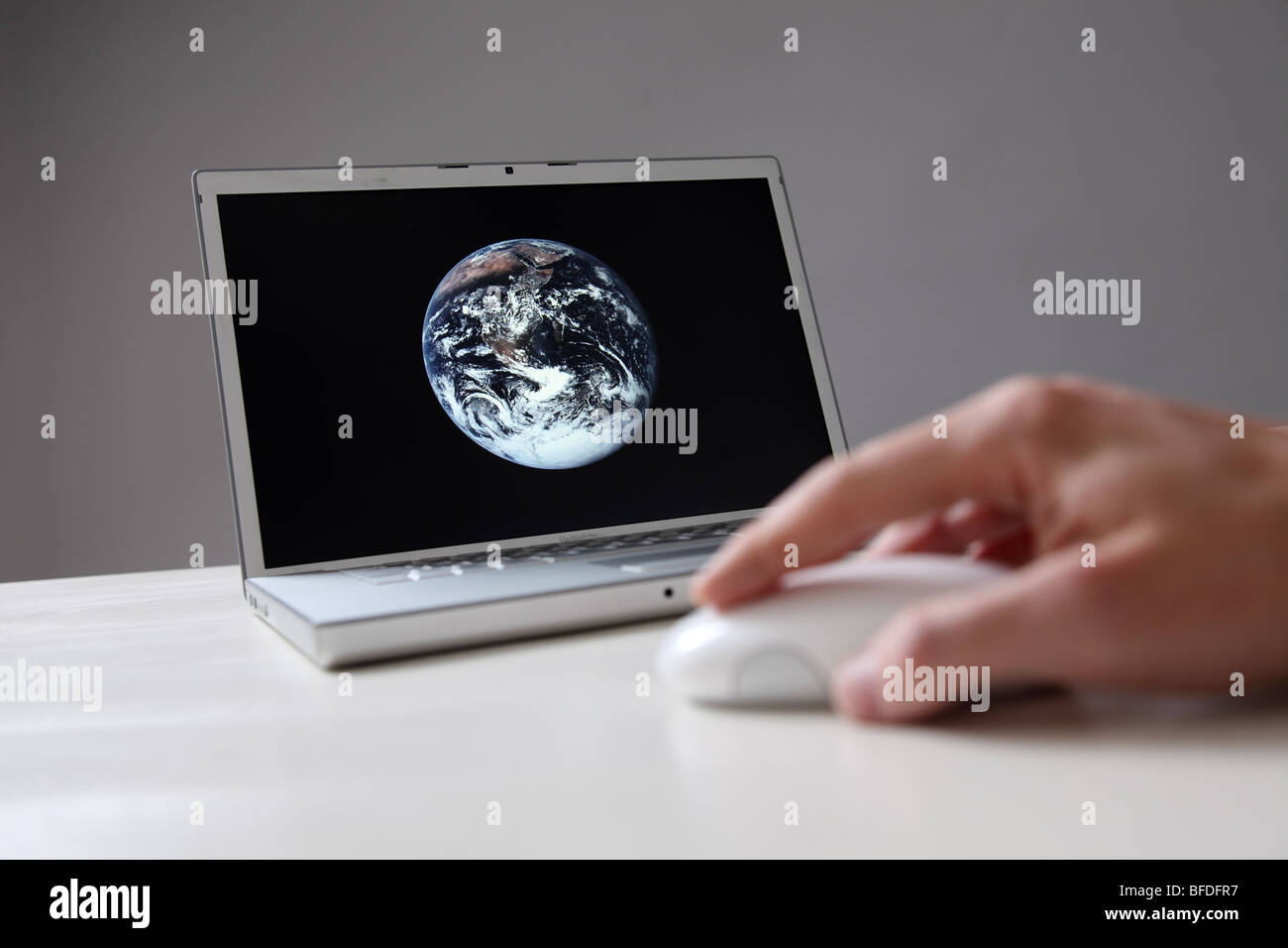 Earth on computer screen Stock Photo - Alamy