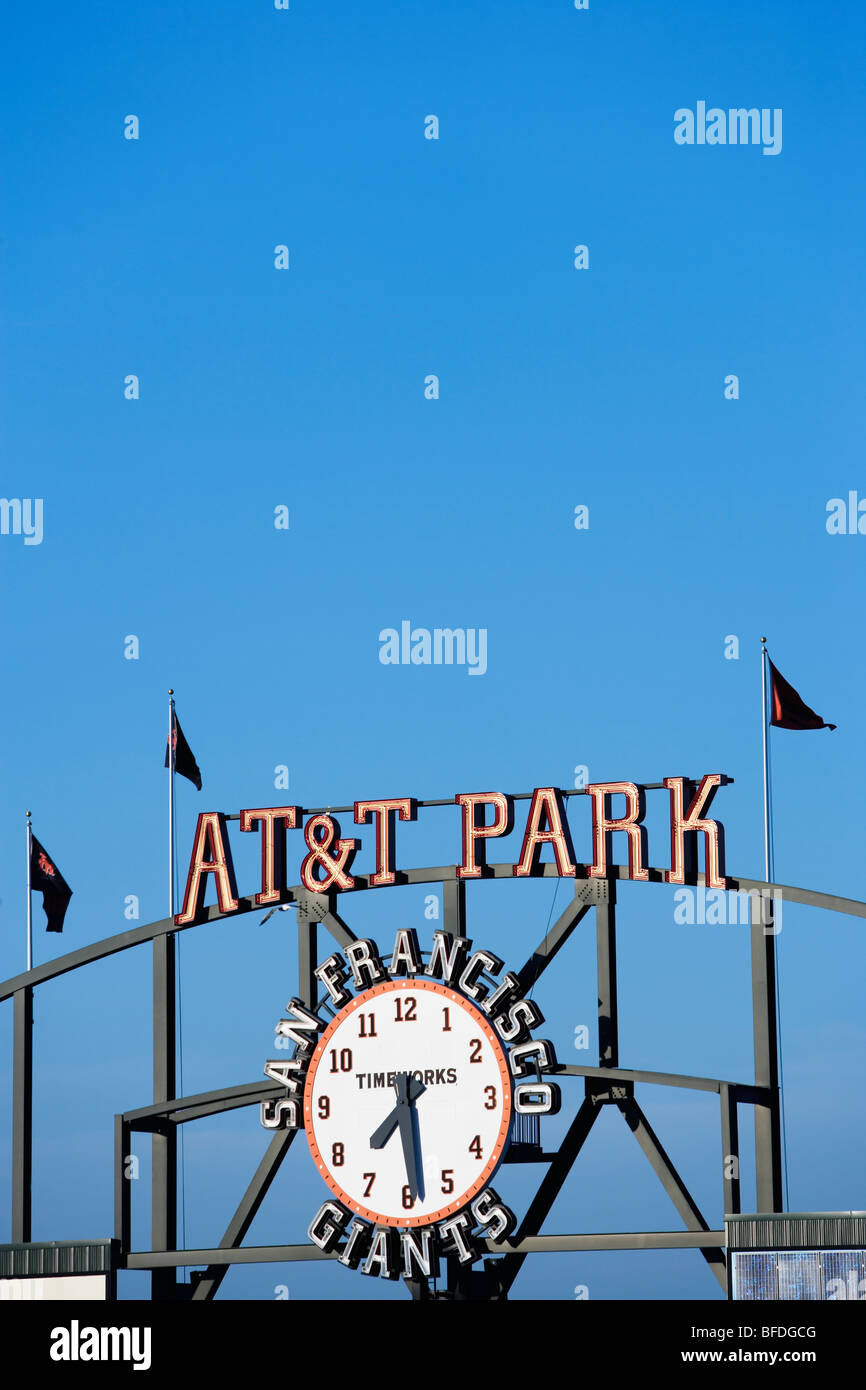 Stadium clock at AT&T Baseball Park, San Francisco, California Stock ...