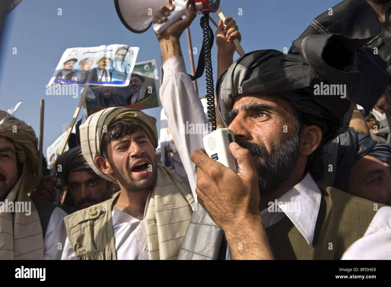 In a rally at the National Stadium in Kabul, a Pashtun man with a loud ...