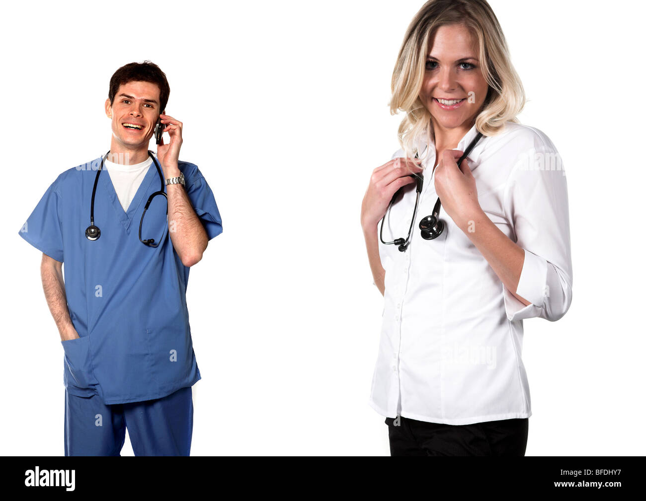 Portrait happy caucasian female doctors Cut Out Stock Images & Pictures ...
