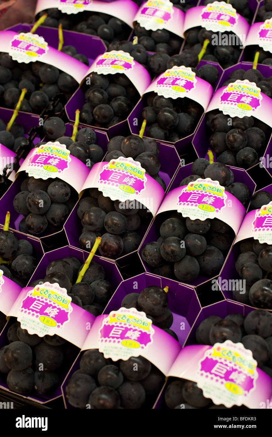 Japanese grapes for sale in a supermarket in Japan in August, Kawasaki ...