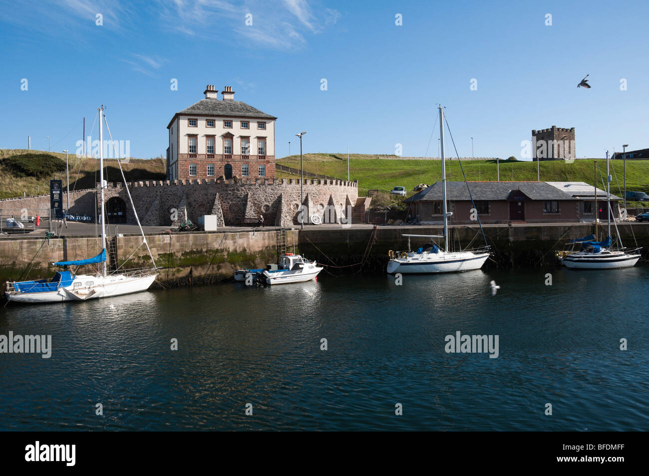 Eyemouth harbour Berwickshire Scotland with Gunsgreen House museum of ...