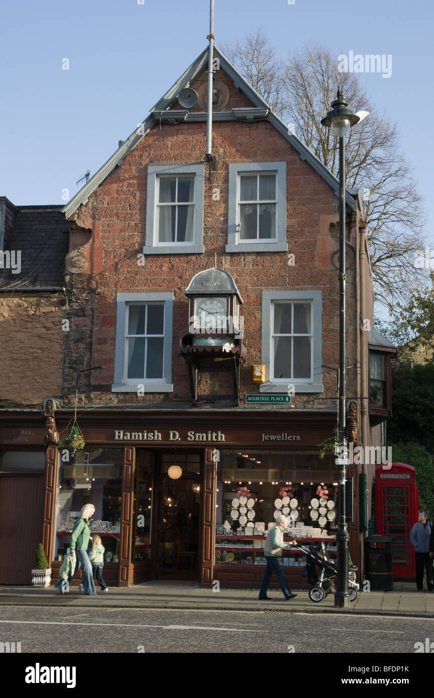 Hawick Roxburghshire Scottish Borders jewellers with famous clock Stock ...
