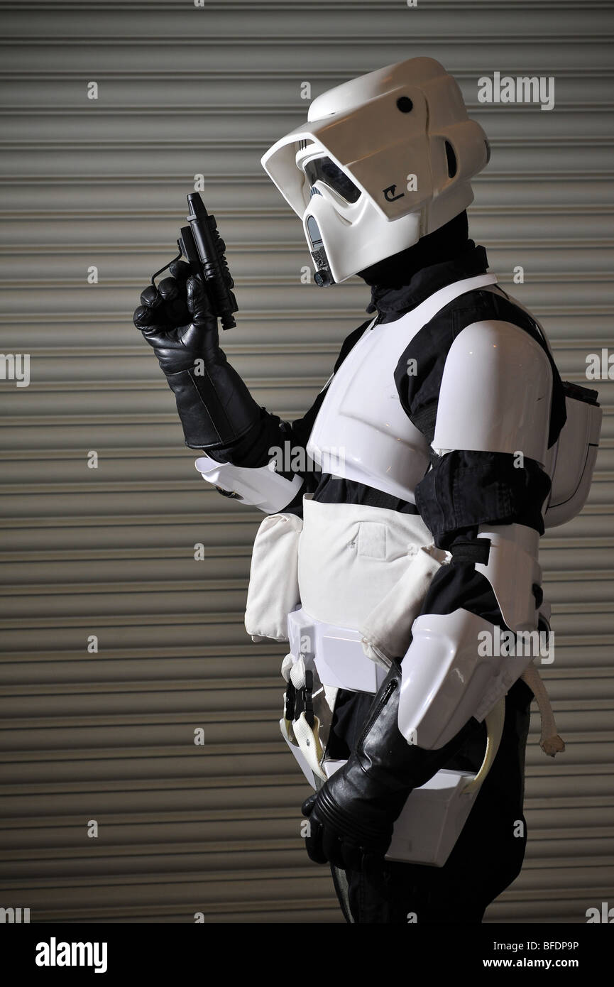 A Stormtrooper from the Star Wars universe ready for battle, standing ...
