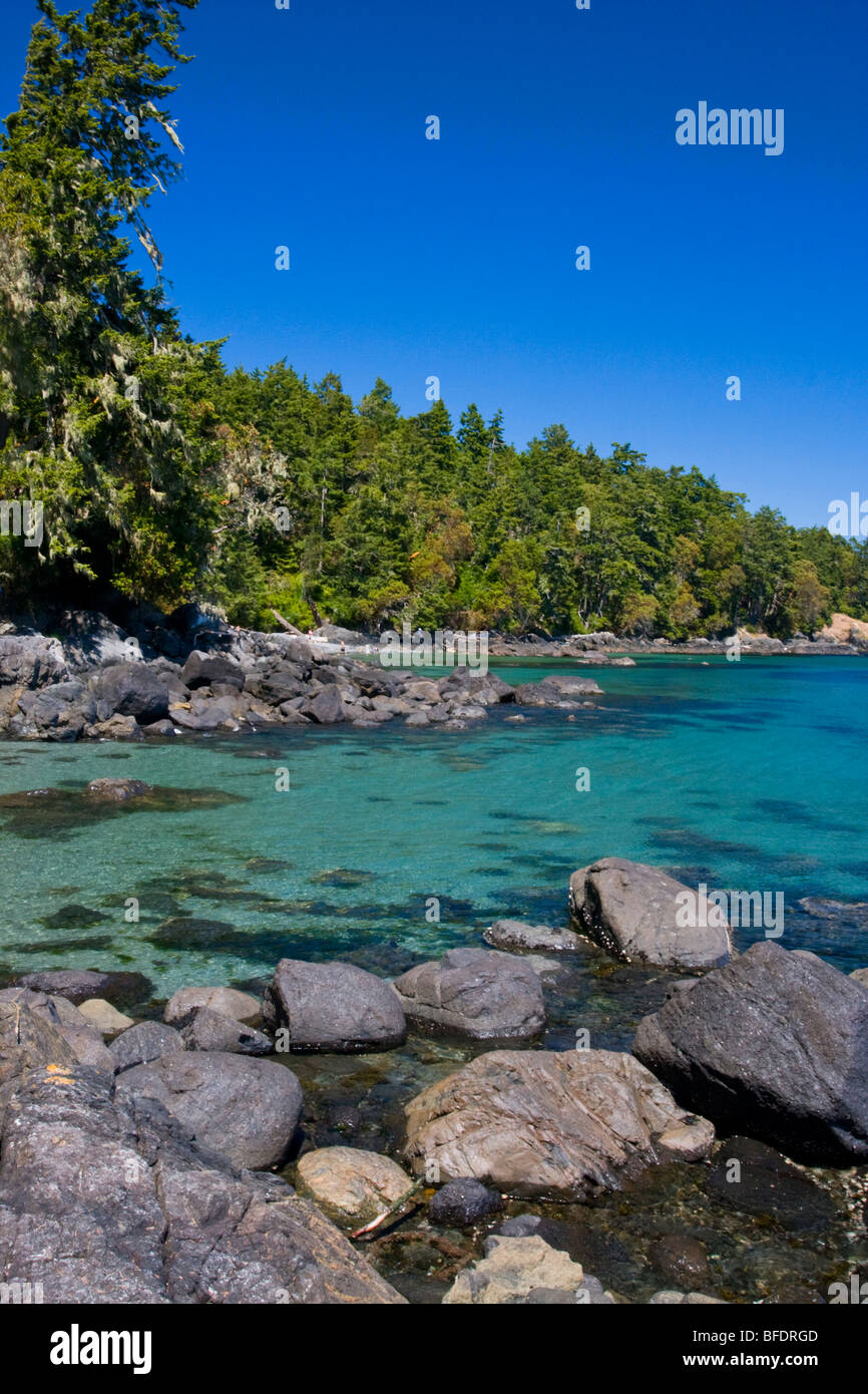 The view along the coast of East Sooke Park in Sooke, Vancouver Island ...