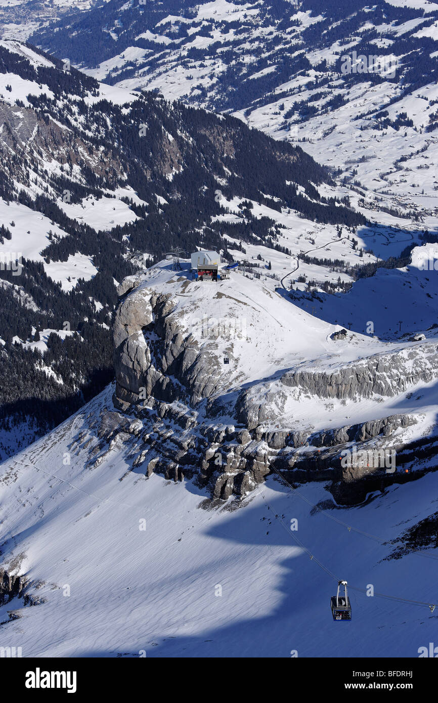 Cabine of an overhead cable car, Glacier 3000, Col de Pillon, Canton of ...
