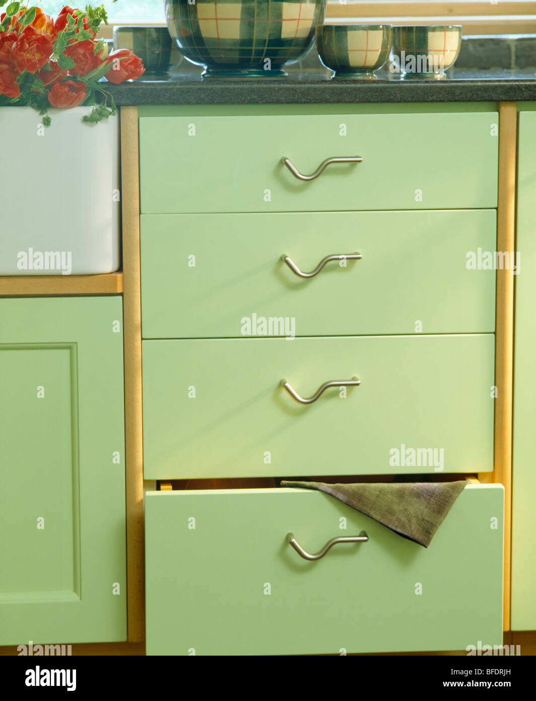 Interiors traditional green kitchens hi-res stock photography and ...