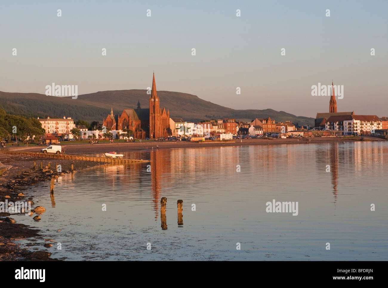 Evening view with warm light over the promonade at Largs Stock Photo ...