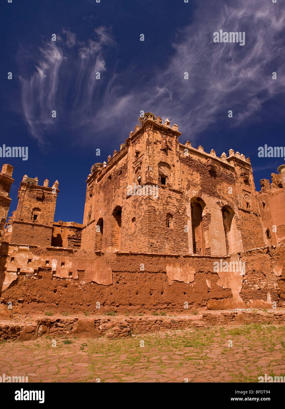 TELOUET, MOROCCO - The ruins of Glaoui kasbah, in the Atlas mountains ...