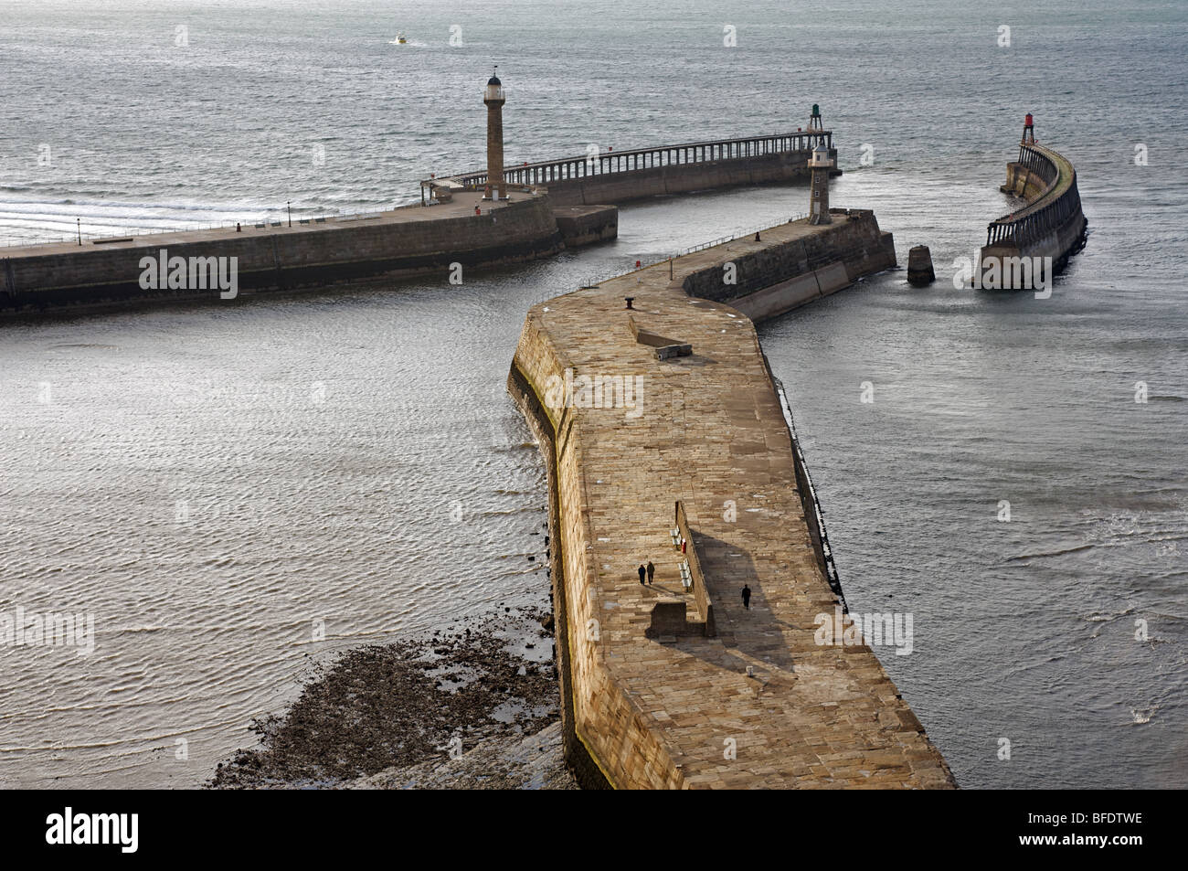 Harbour mouth, Whitby Bay, North Yorkshire, UK Stock Photo - Alamy