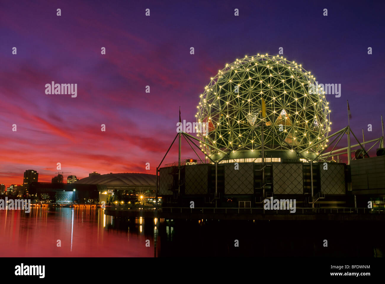 Science world at telus world of science vancouver night hi-res stock ...