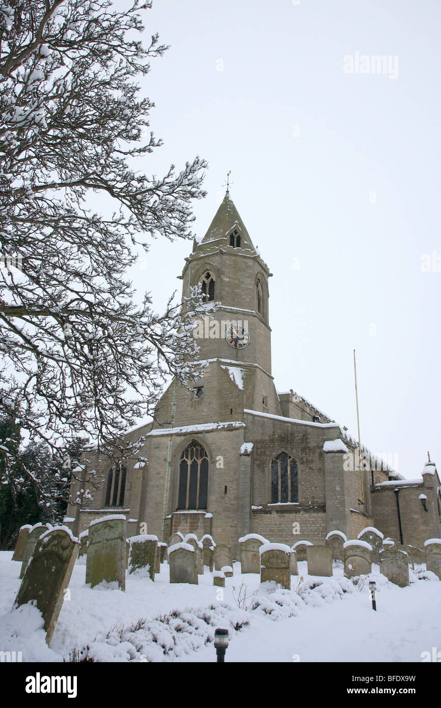Landscape Winter Snow St Botolphs Church Helpston village ...