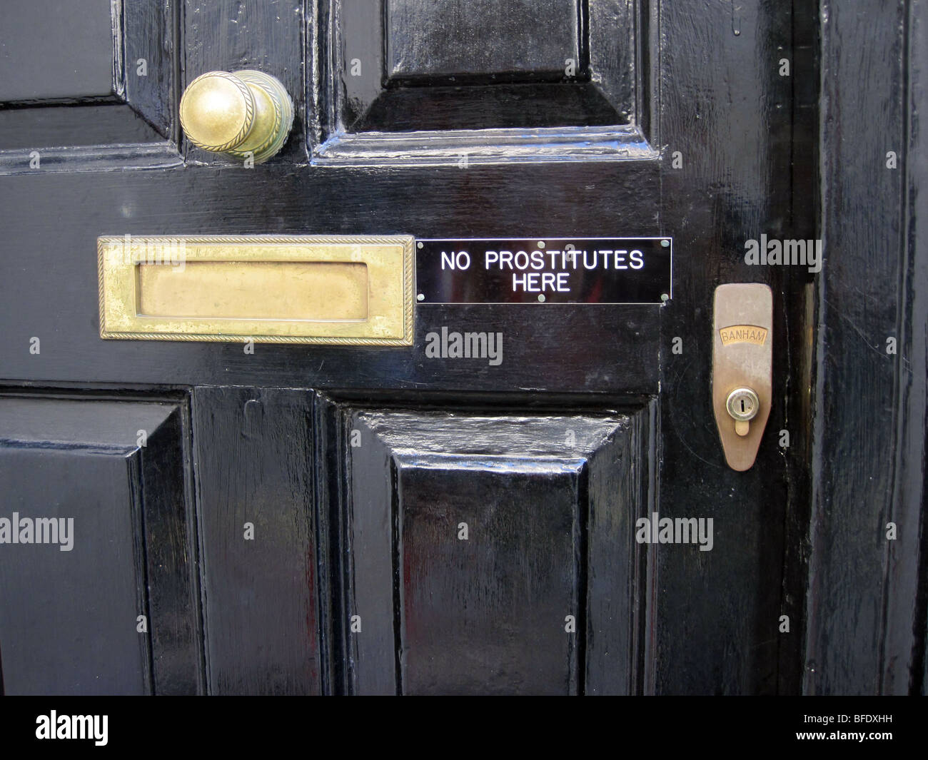 No prostitution, brothel and soliciting signs on doors in Soho, London ...