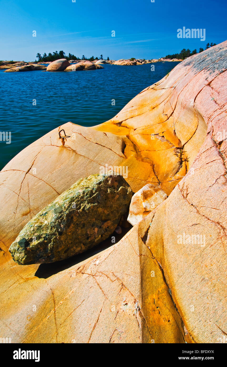 Glacial erratic rock on shore of Georgian Bay, south of Philip Edward ...