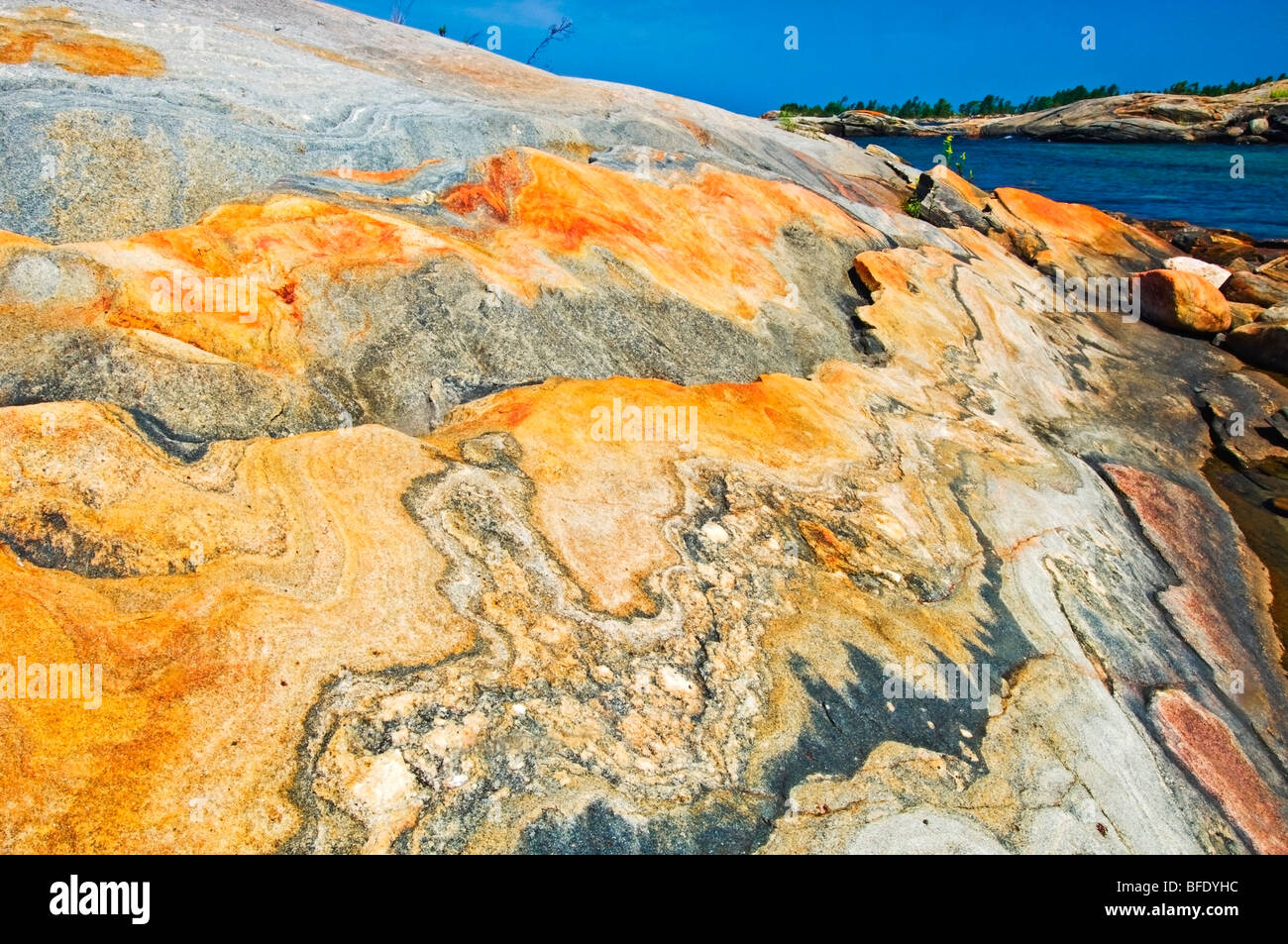 Pattern in pre-cambrian shield rock on Windsor Island, Georgian Bay ...