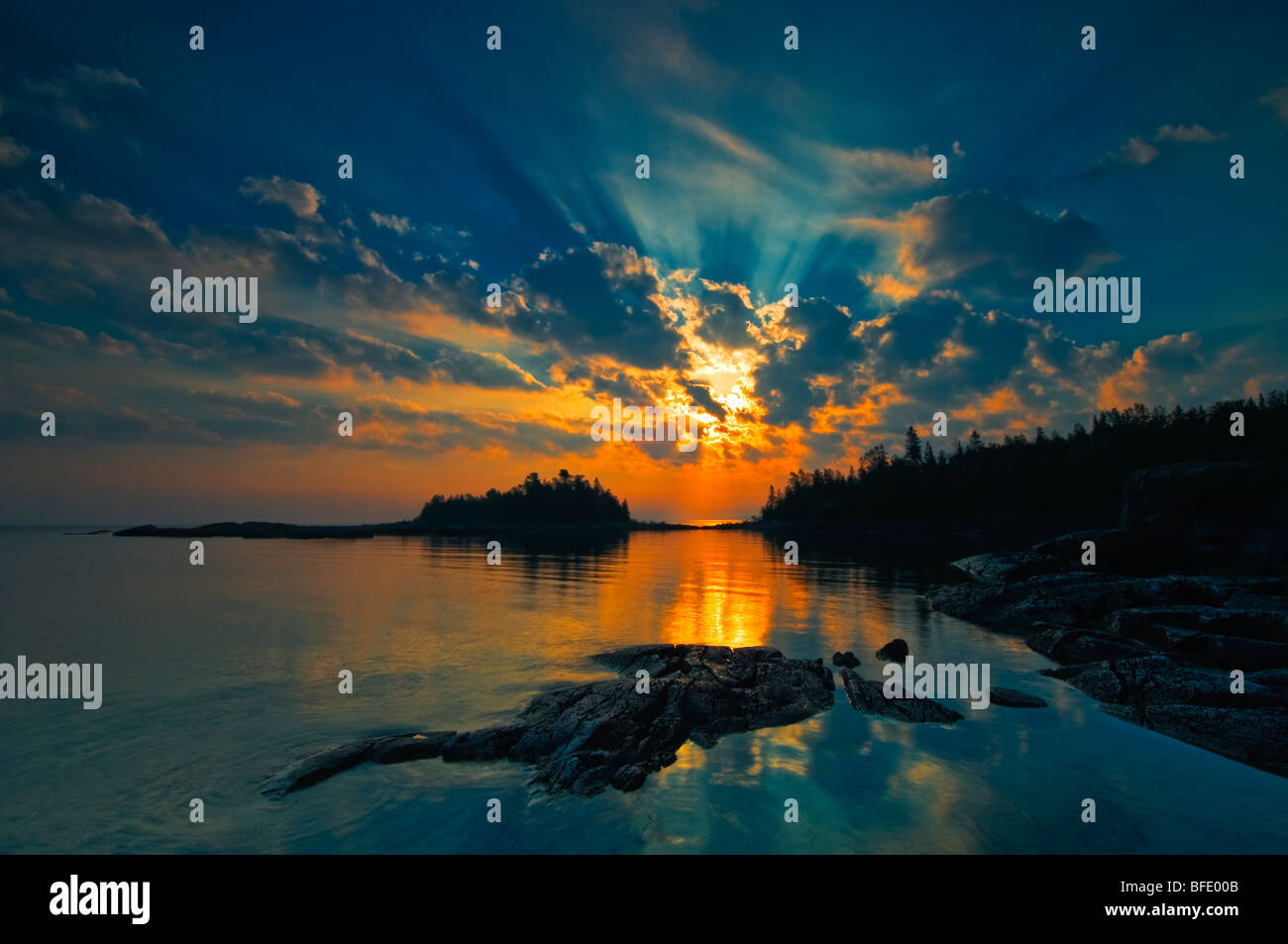 Sunrise on Georgian Bay at Burnt Point, Fathom Five National Marine ...