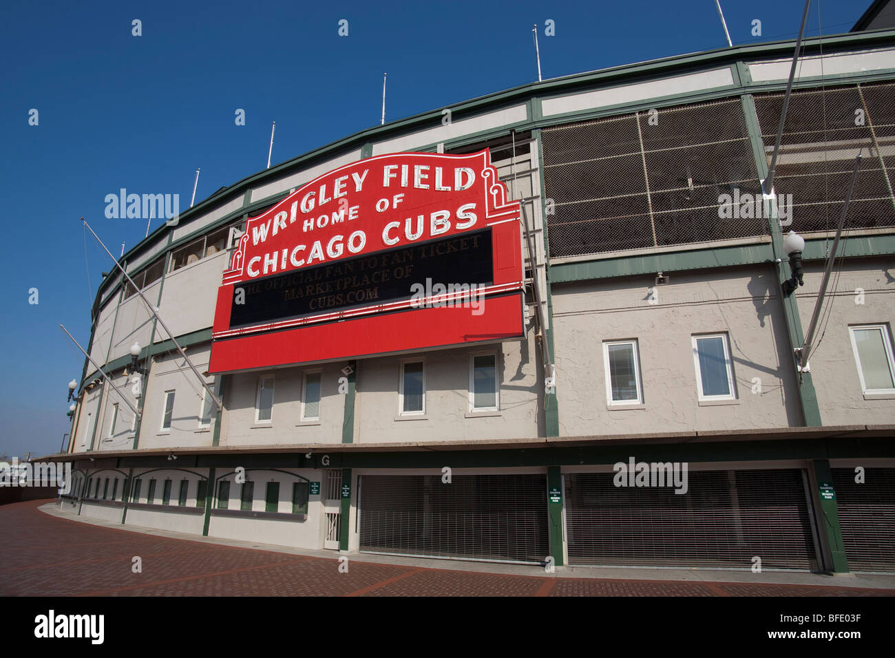 Iconic sign outside Wrigley Field stadium home of the Chicago Cubs team ...
