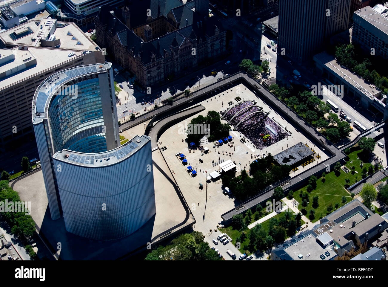 Aerial view of downtown Toronto with City Hall, Toronto, Ontario ...