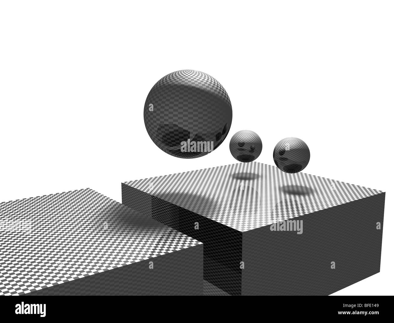 The shadows of three overlapping spheres of two rectangles, suggesting ...