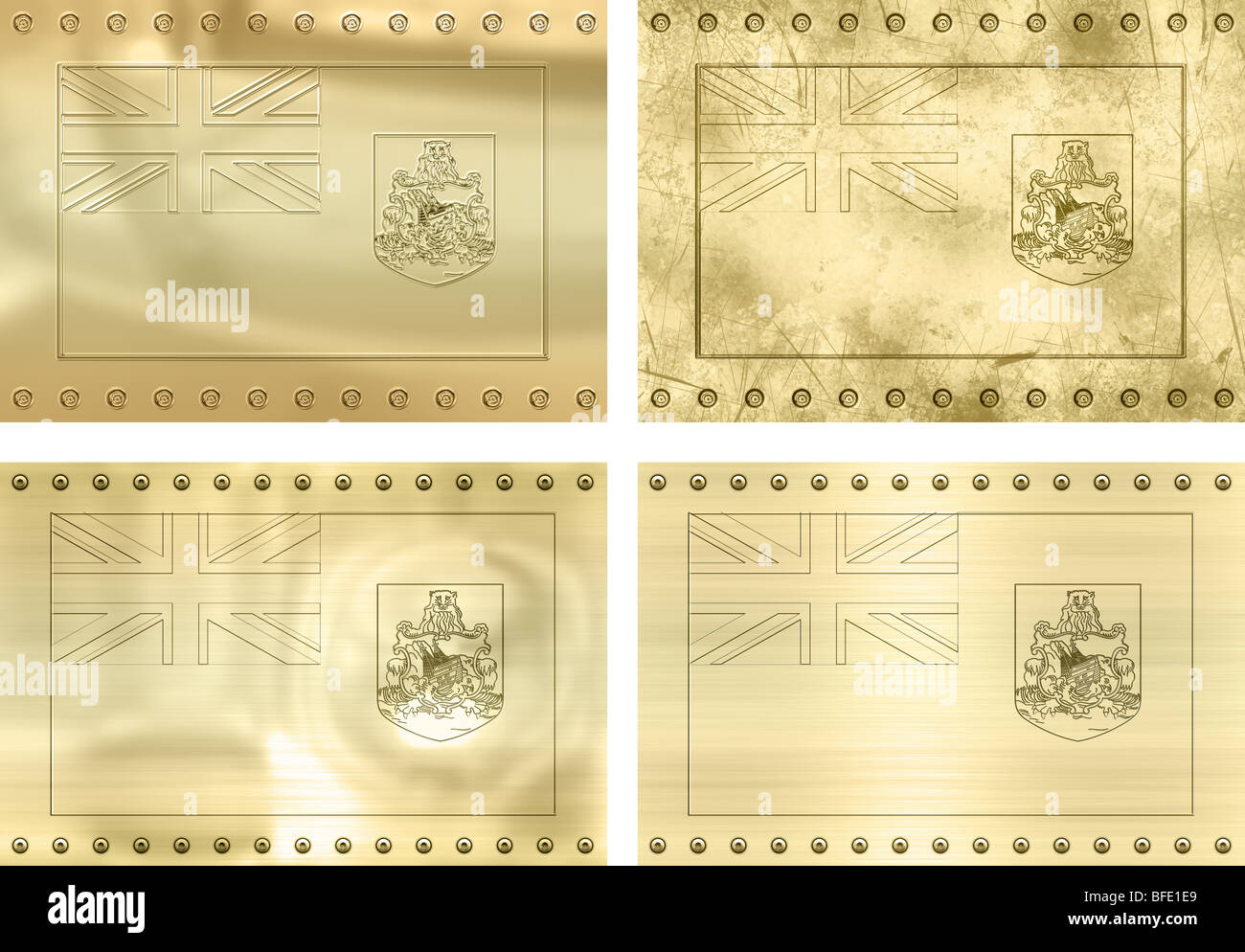 Great Image of four gold embossed flags of Bermuda Stock Photo - Alamy