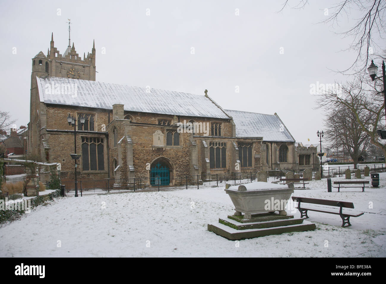 Winter Snow St Peters Church Wisbech Market Town Fenland Cambridgeshire ...