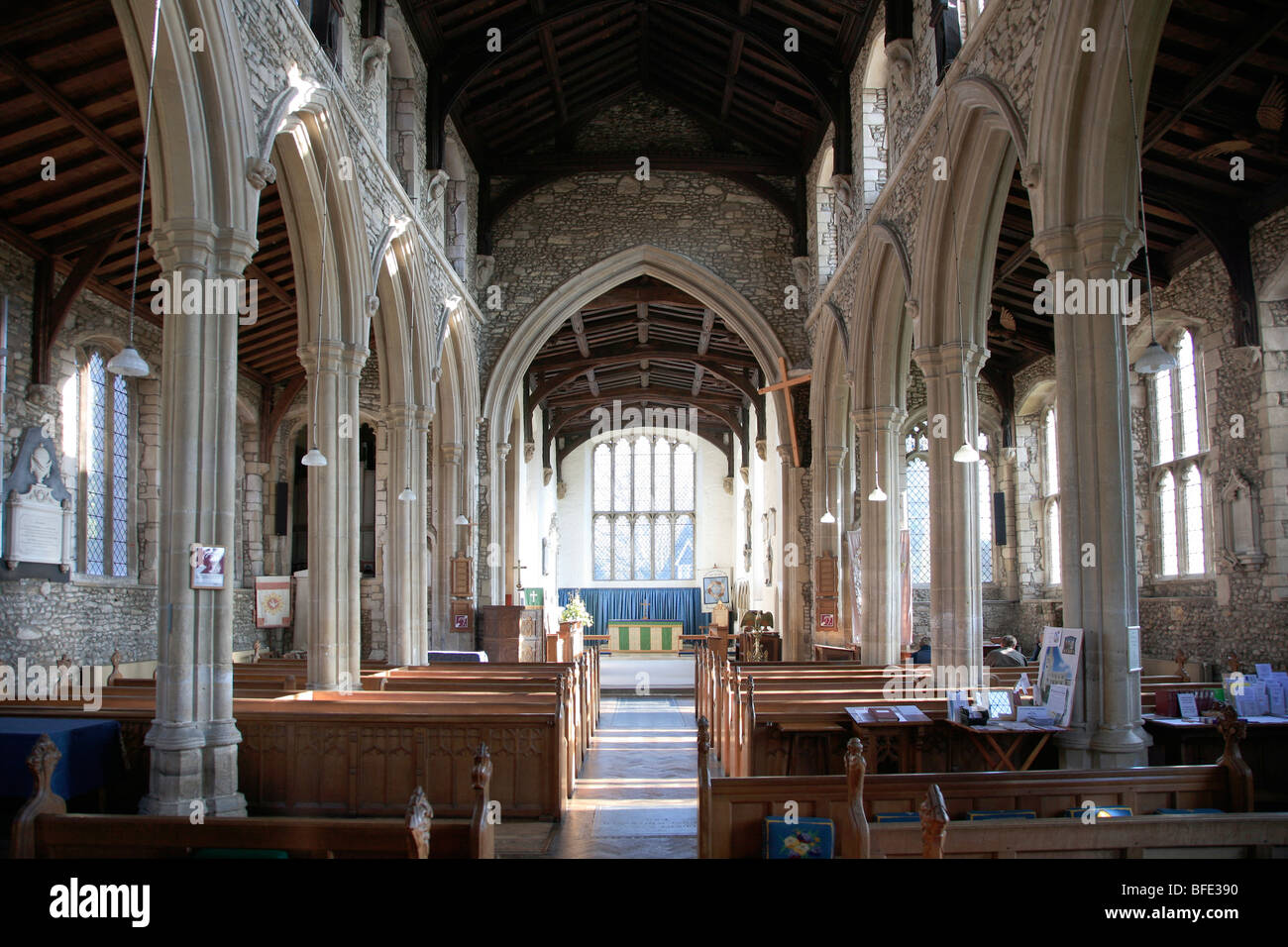 Interior St Marys Church Buckden village Cambridgeshire County England ...