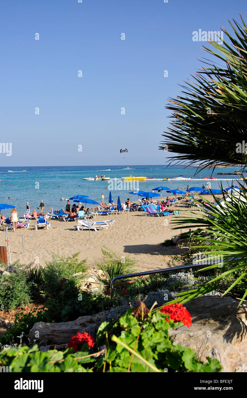 Beach view, Protaras Bay, Protaras, Famagusta District, Cyprus Stock ...