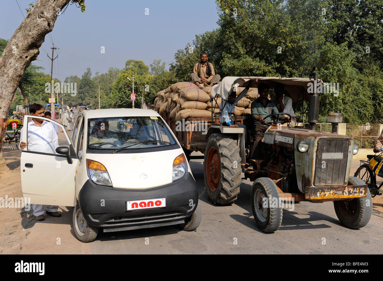 South Asia, India, Banda, U.P. , mini car TATA Nano of indian car ...