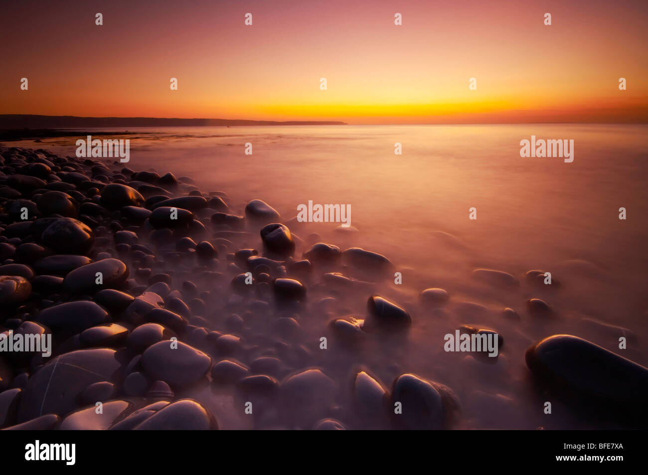 Sunset over Abbotsham beach on the North Devon coast UK Stock Photo - Alamy