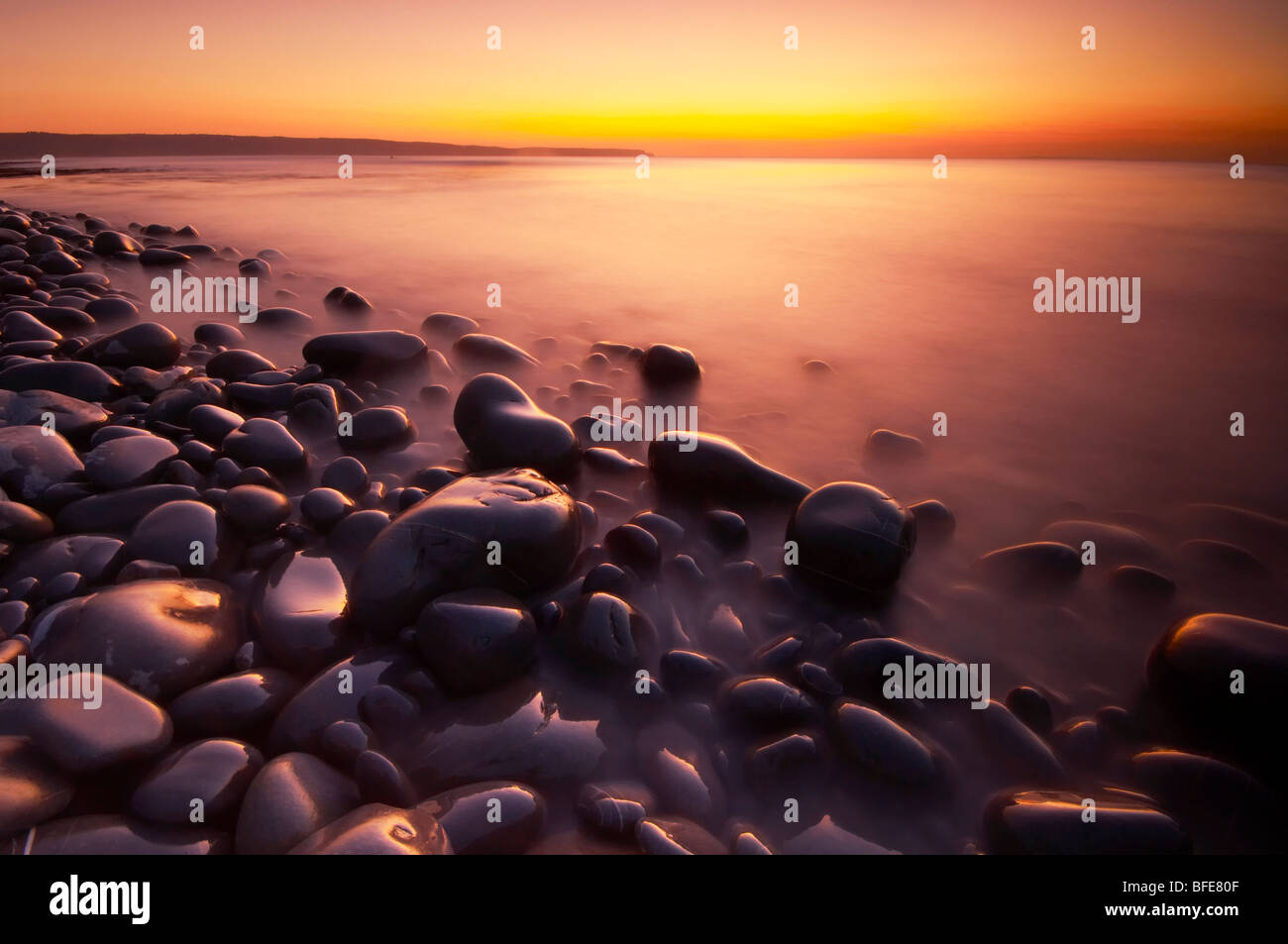 Sunset over Abbotsham beach on the North Devon coast UK Stock Photo - Alamy