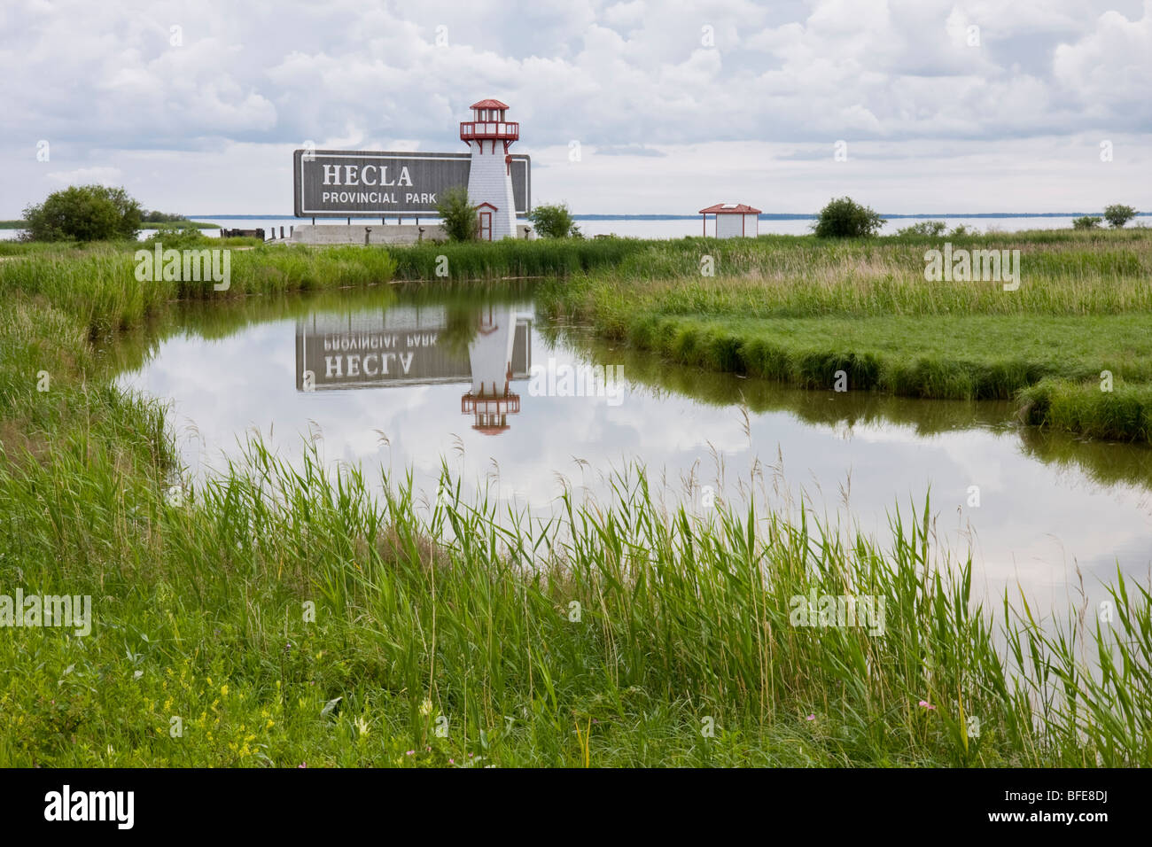 Entrance to Hecla Provincial Park on Hecla Island in Manitoba, Canada ...