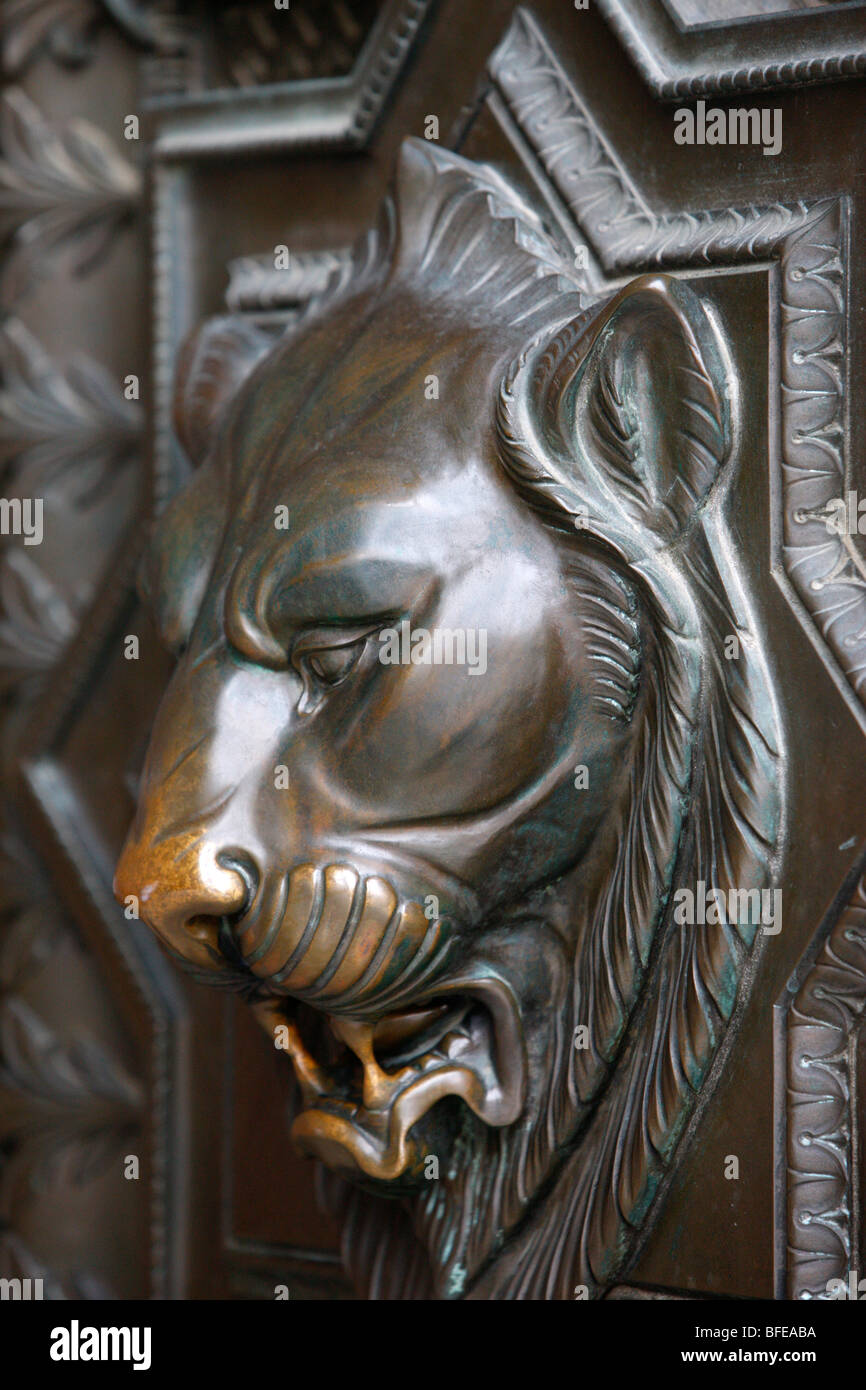 France Lyon Lion head on a door of Fourvière basilica Stock Photo - Alamy