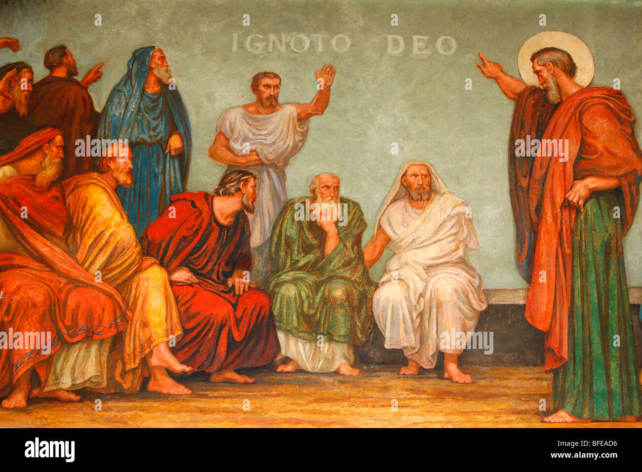 France Lyon Fresco in St Paul's church : St Paul preaching Stock Photo ...