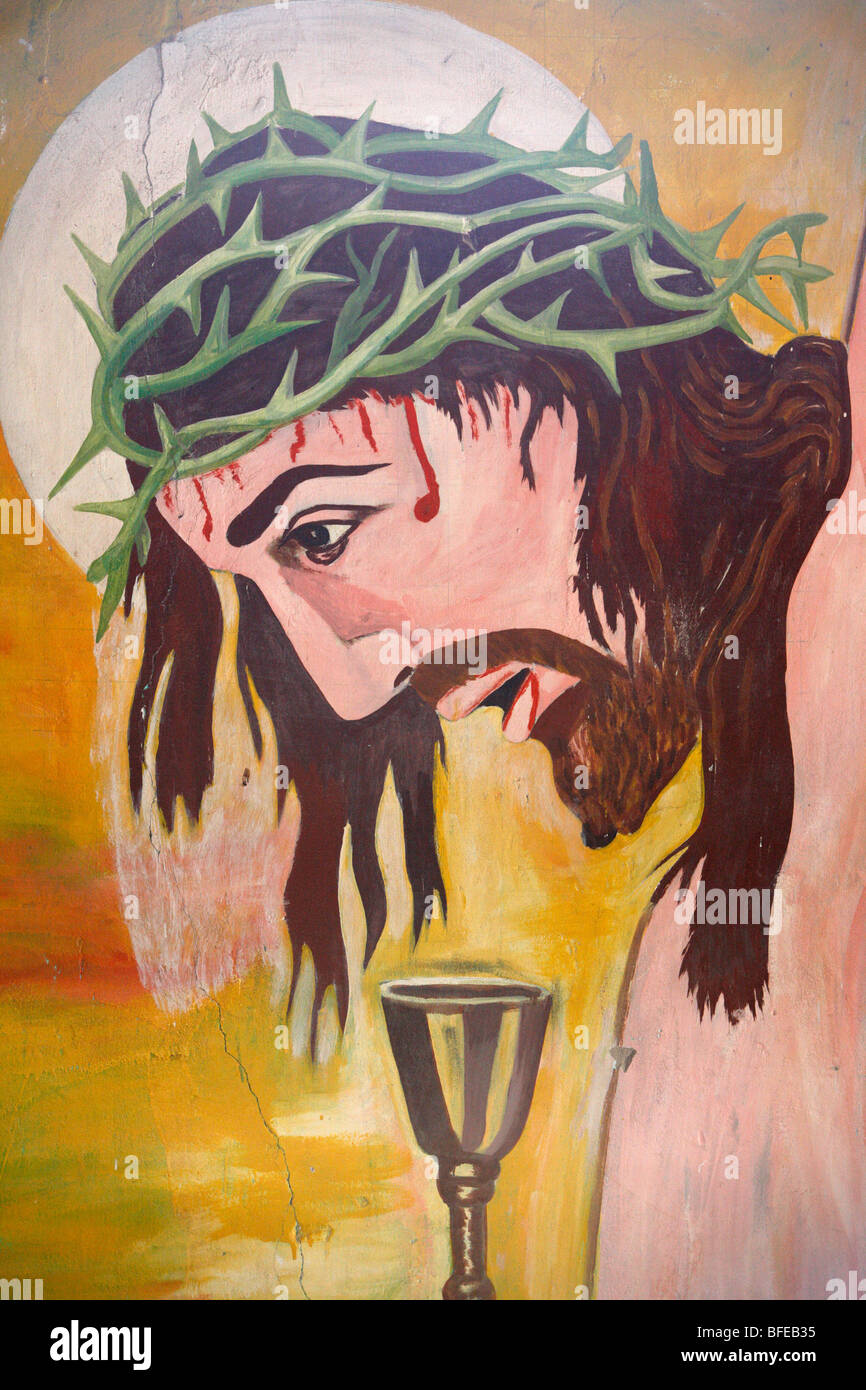 Sénégal Abene Abene catholic church painting Stock Photo - Alamy