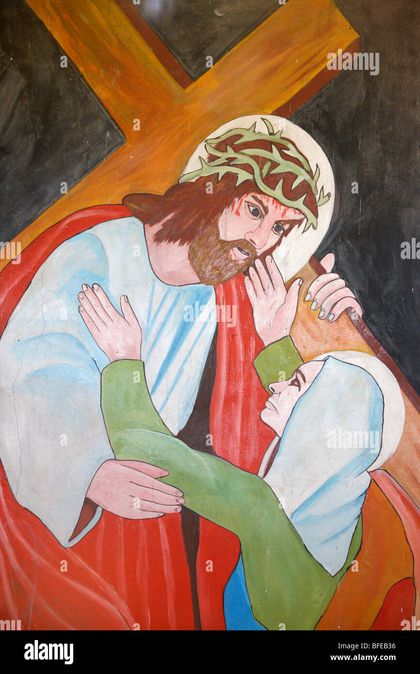 Sénégal Abene Abene catholic church painting Stock Photo - Alamy