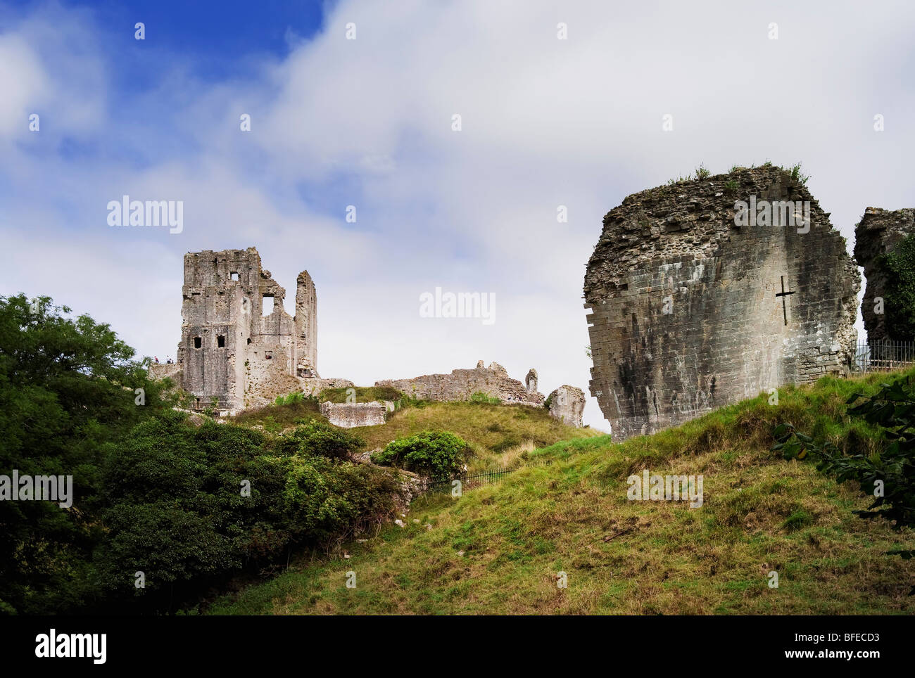 views of corfe castle vllage from the purbeck way long distance ...