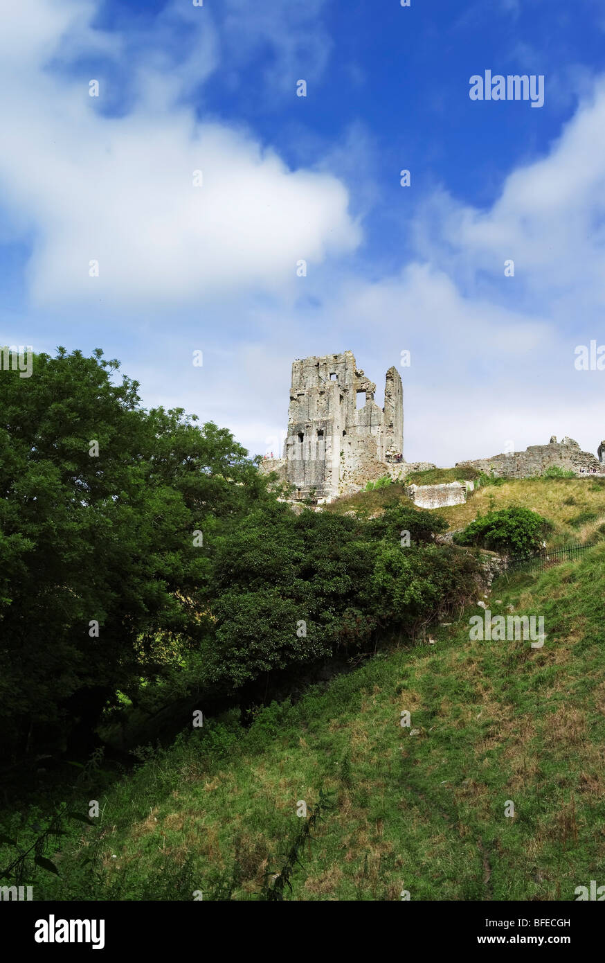 views of corfe castle vllage from the purbeck way long distance ...