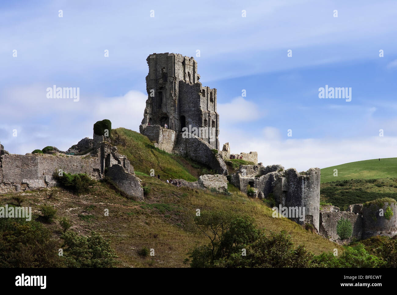 views of corfe castle vllage from the purbeck way long distance ...
