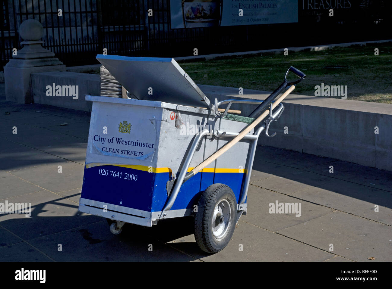 A street cleaner's cart, in London, England Stock Photo - Alamy