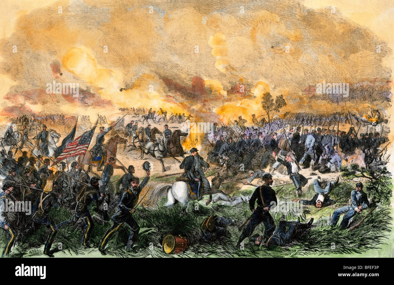 Unon and Confederate armies clash at the first Battle of Bull Run Stock ...