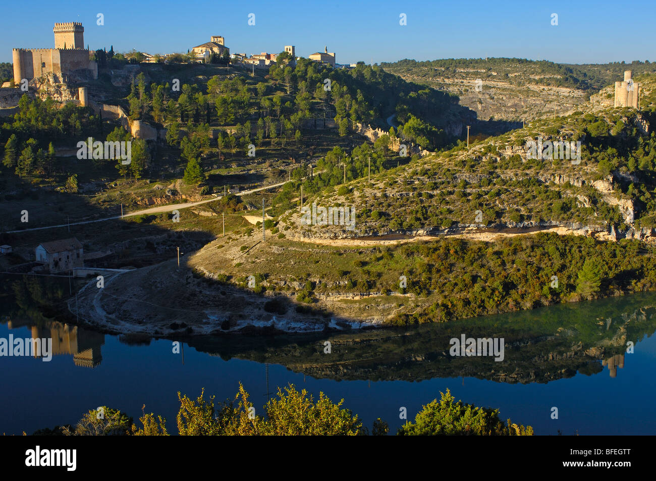 Jucar river, Marques de Villena Castle (now Parador Nacional, a state ...
