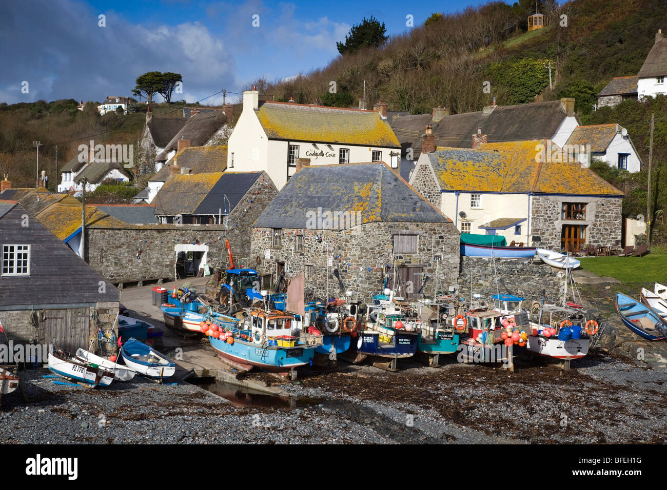 Cadgwith beach and boats; Cornwall Stock Photo - Alamy